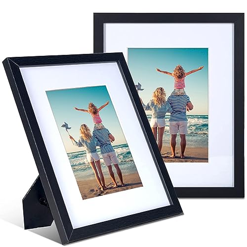 Oreichar Art 5x7 Tabletop Picture Frames, Display Pictures 4x6 with Mat or 5x7 without Mat, Wall Mounting Photo Frame, Set of 2