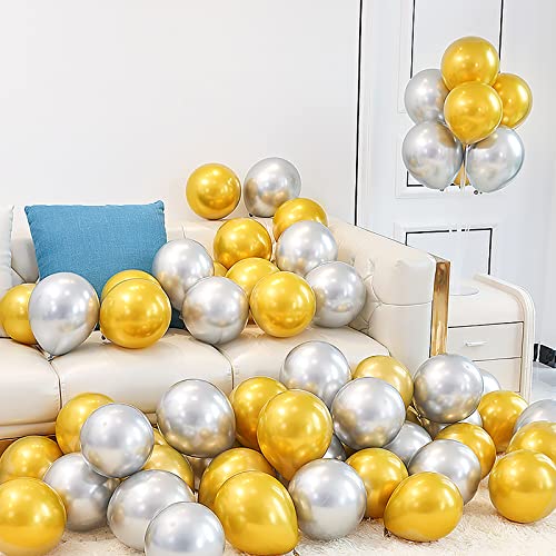 Gold Balloons,3 Different Sizes 77 Pack Metallic Gold Balloons 12 Inch,5 Inch,10 Inch Chrome Gold Balloon Arch for Birthday Valentines Baby Shower Wedding
