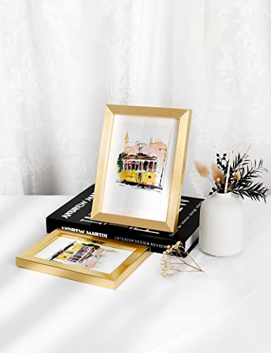 Annecy 5x7 Picture Frames (4 Pack, Gold), Simple Designed Photo Frame, For Pictures 5x7 for Wall or Table Display, Classic Simple Home Office Decor
