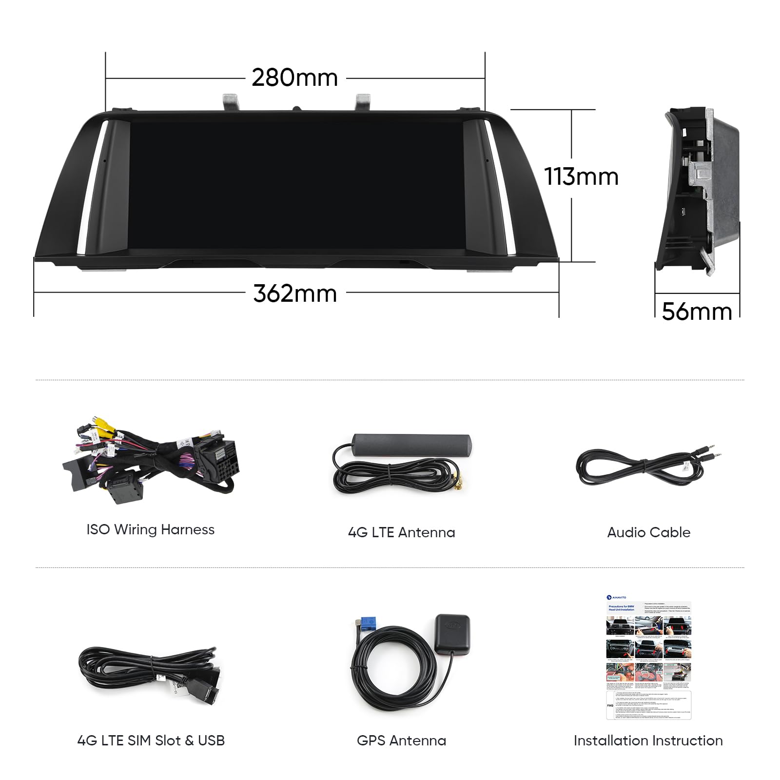 for BMW 5 Series F10 F11 2011-2012 CIC Upgrade Stereo Car Radio Qualcomm 665 (4GB + 64GB) Built-in 4G LTE GPS Navigation Wireless Apple CarPlay Android Auto10.25 inch Touch Screen 1920 x 720