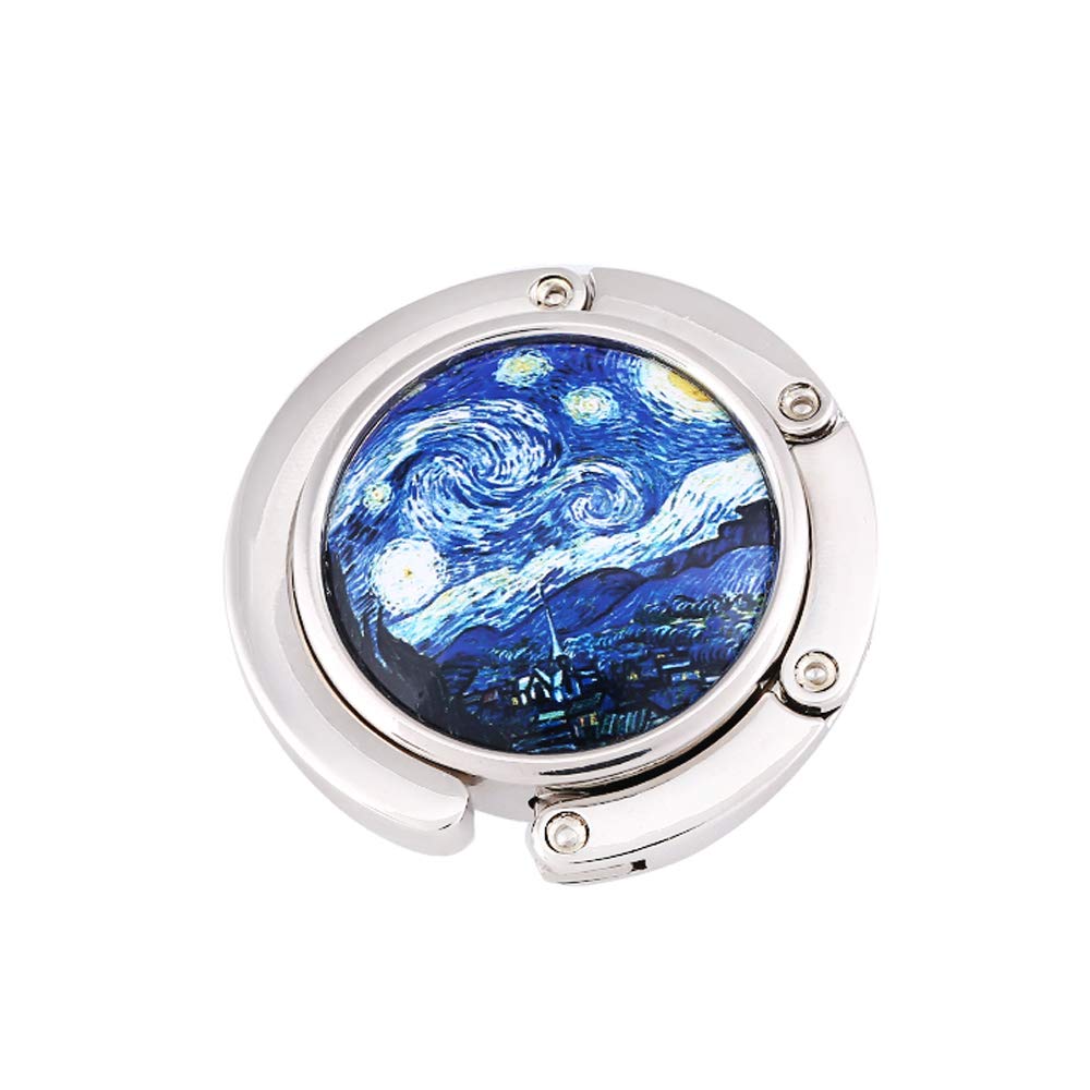 JISEN Portable Handbag Hanger Table Bar Purse Instant Swivel Top Foldable Hook Starry Night