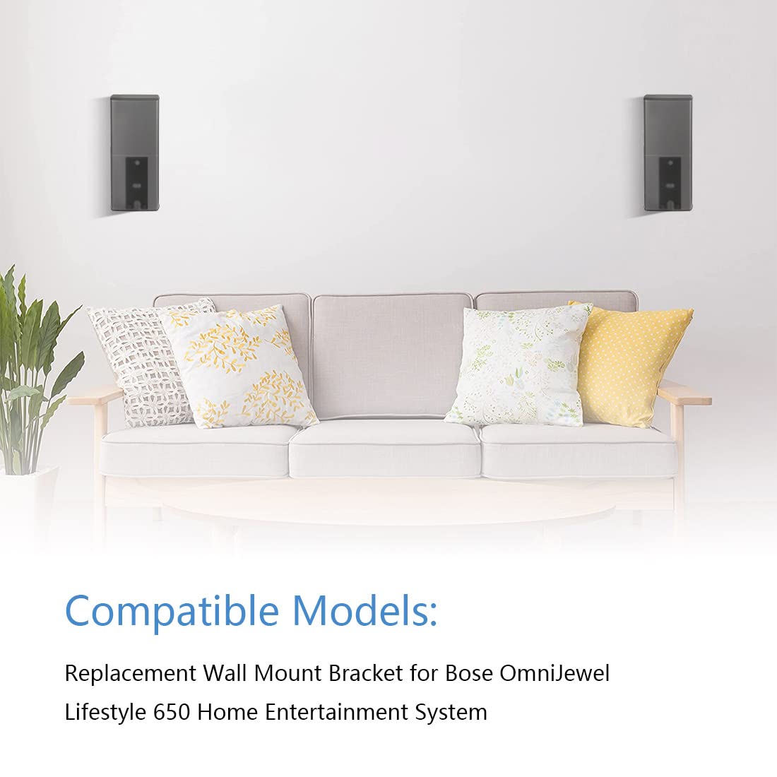 Tendodo 1 Pair of Black Wall Mount Brackets Replacement for Bose 752341-0010 OmniJewel Wall Bracket Compatible with Bose Lifestyle 650 Home Entertainment System and Bose Surround Speakers 700
