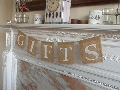 Partyprops Rustic Burlap Gift Banner Bunting Sign for Baby Shower,Engagement,Wedding,Bridal Shower,Bachelorette,Retirement,Birthday Party Supplies