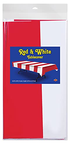 Red & White Stripes Tablecover Party Accessory (1 count) (1/Pkg)
