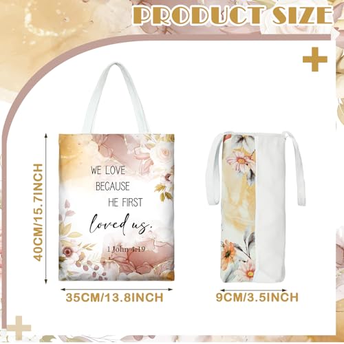 Sumind 12 Pcs Christian Bible Tote Bag for Women Religious Bible Verse Canvas Bag Christian Gift Bags Bulk Reusable Library Book Bag(Vivid Style)