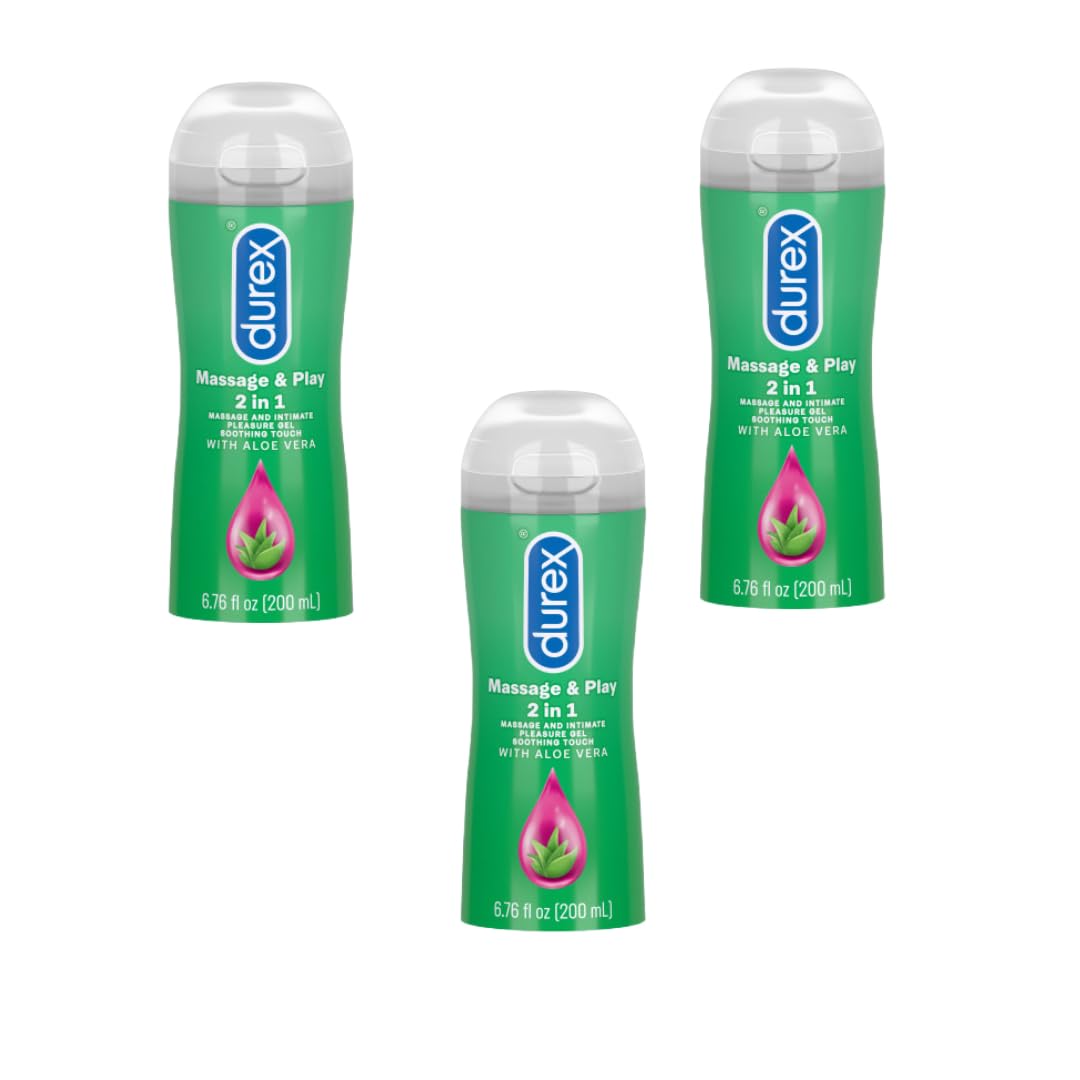 Durex Soothing Massage & Play 2 in 1, Massage Gel and Personal Lubricant, Intimate Soothing Lube Gel, Soothing Touch with Aloe Vera, Water-Based, 6.76 oz. (Pack of 3)