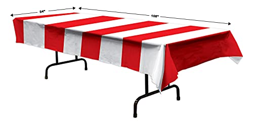 Red & White Stripes Tablecover Party Accessory (1 count) (1/Pkg)
