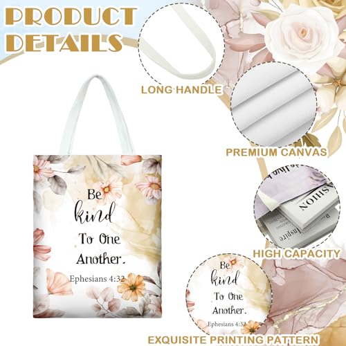 Sumind 12 Pcs Christian Bible Tote Bag for Women Religious Bible Verse Canvas Bag Christian Gift Bags Bulk Reusable Library Book Bag(Vivid Style)