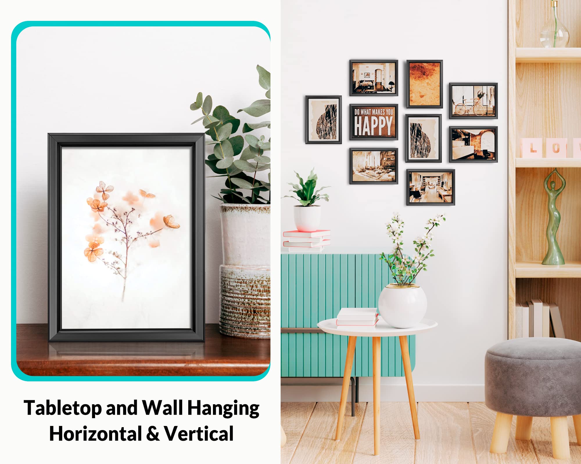 LaVie Home 4x6 Picture Frames (6 Pack, Black) Simple Designed Photo Frame with High Definition Glass for Wall Mount & Table Top Display, Set of 6 Classic Collection