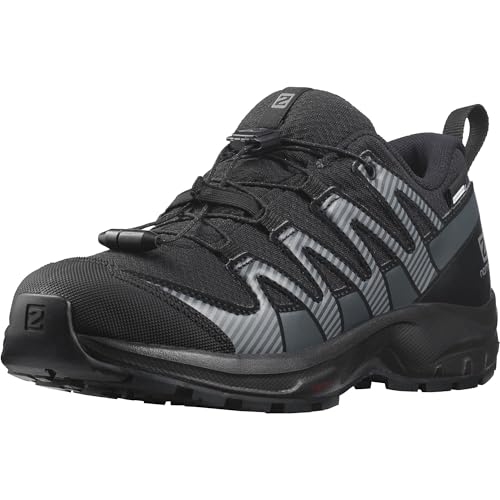Salomon Junior XA PRO V8 CLIMASALOMON™ WATERPROOF Outdoor Shoes for Kids, Black / Black / Ebony, 2