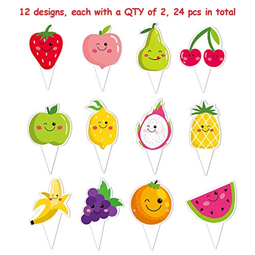 71 Packs Tutti Frutti Party Decorations Set Twotti Frutti Glitter Banner/Cake Topper Fruit Cupcake Toppers Mylar Balloons for Twotti Fruity Second Birthday Party