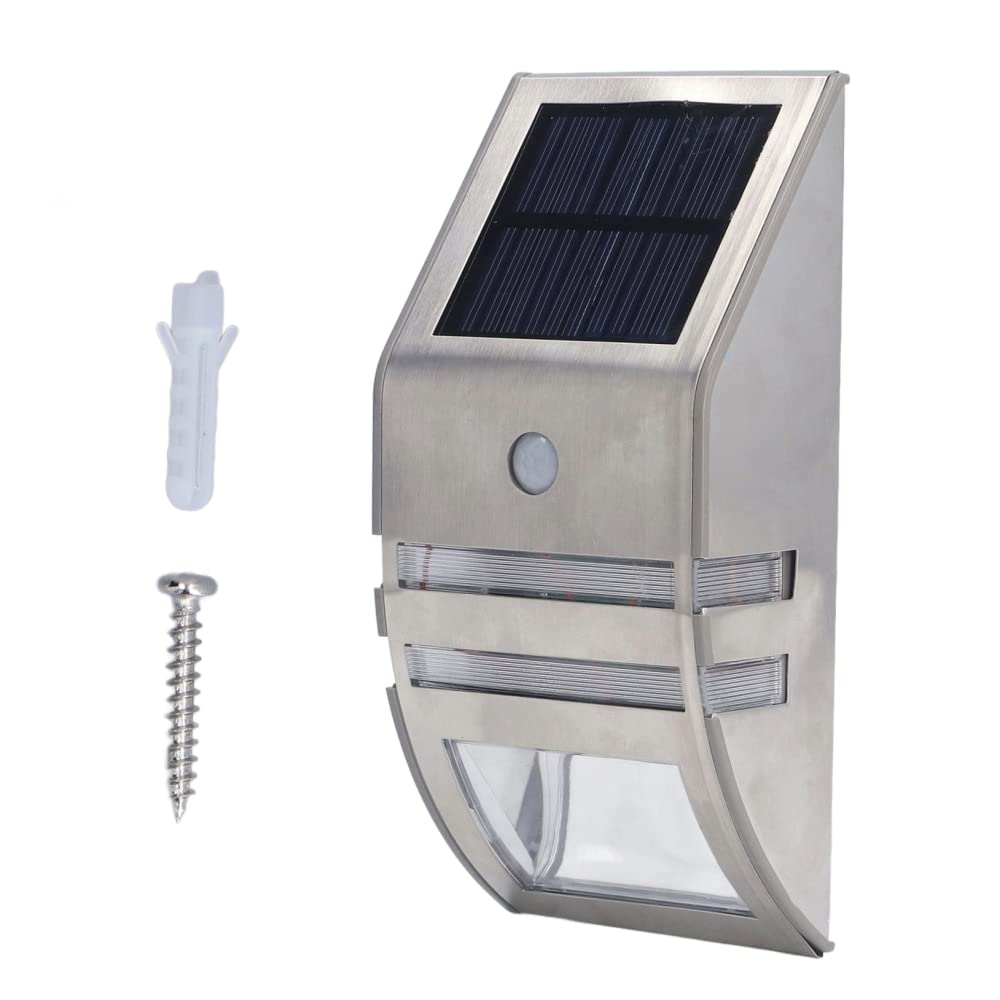 Kopokd Solar Lamp PIR Human Body Induction High Sensitivity White Light 40LM Stainless Steel Solar Light