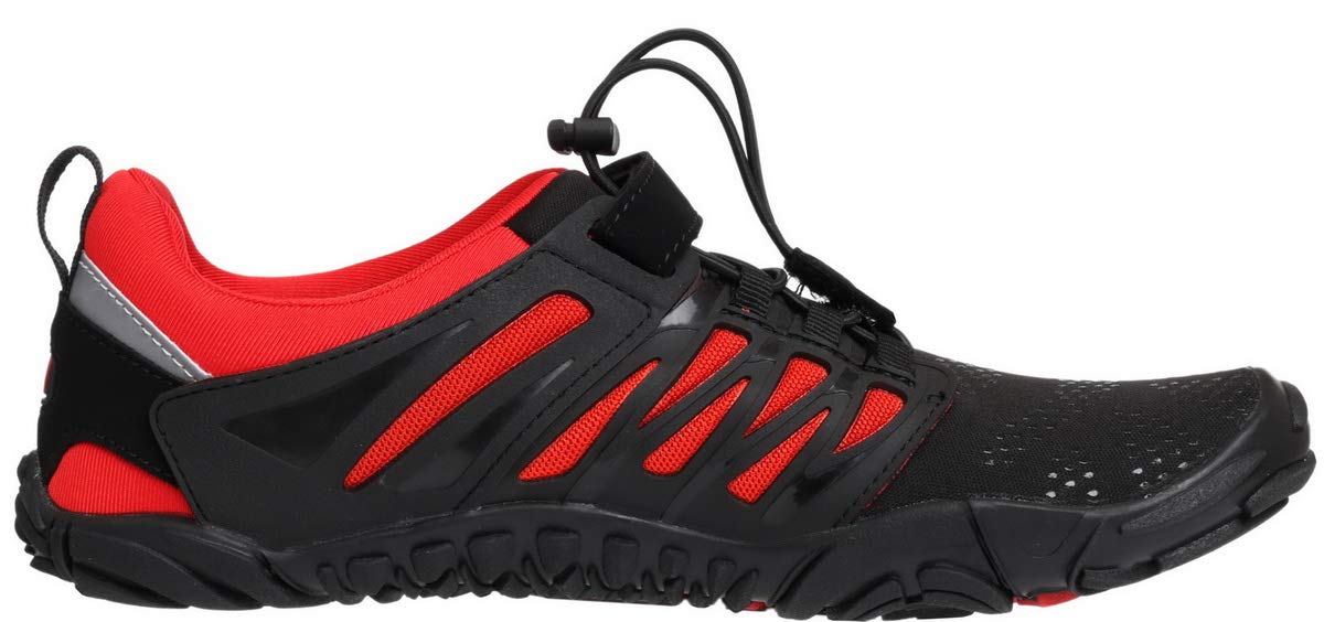 WHITIN Men's Trail Running Shoes Minimalist Barefoot Wide Width Toe Box Gym Workout Fitness Low Zero Drop Parkour Road Sport Beach Black Red Size 12