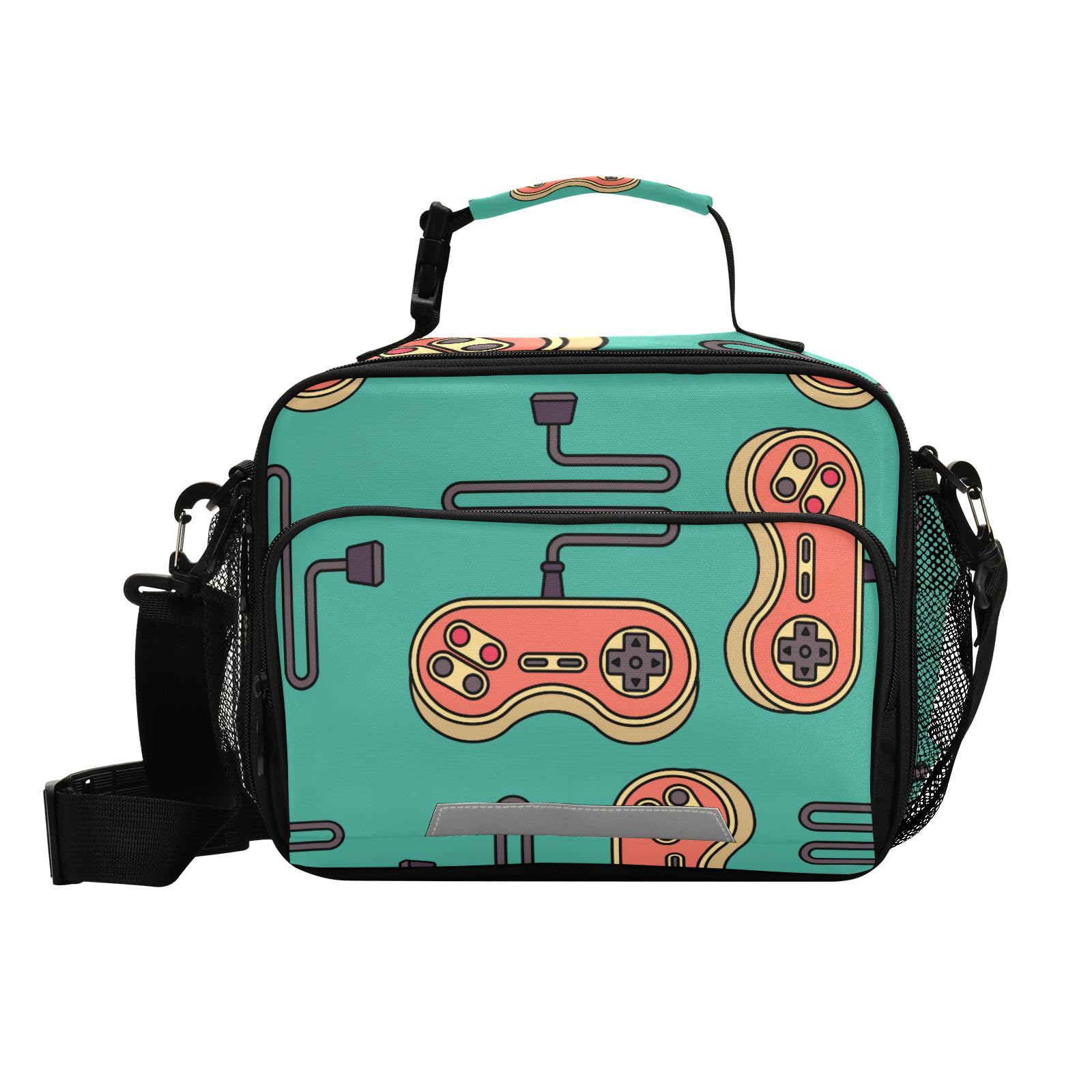 KOCOART Joystick Gamepad Lunch Bag for Women Men Retro Insulated Cooler Tote Bag with Adjustable Shoulder Strap Large Capacity Reusable Leakproof Picnic Lunch Box Outdoor for Adult Office