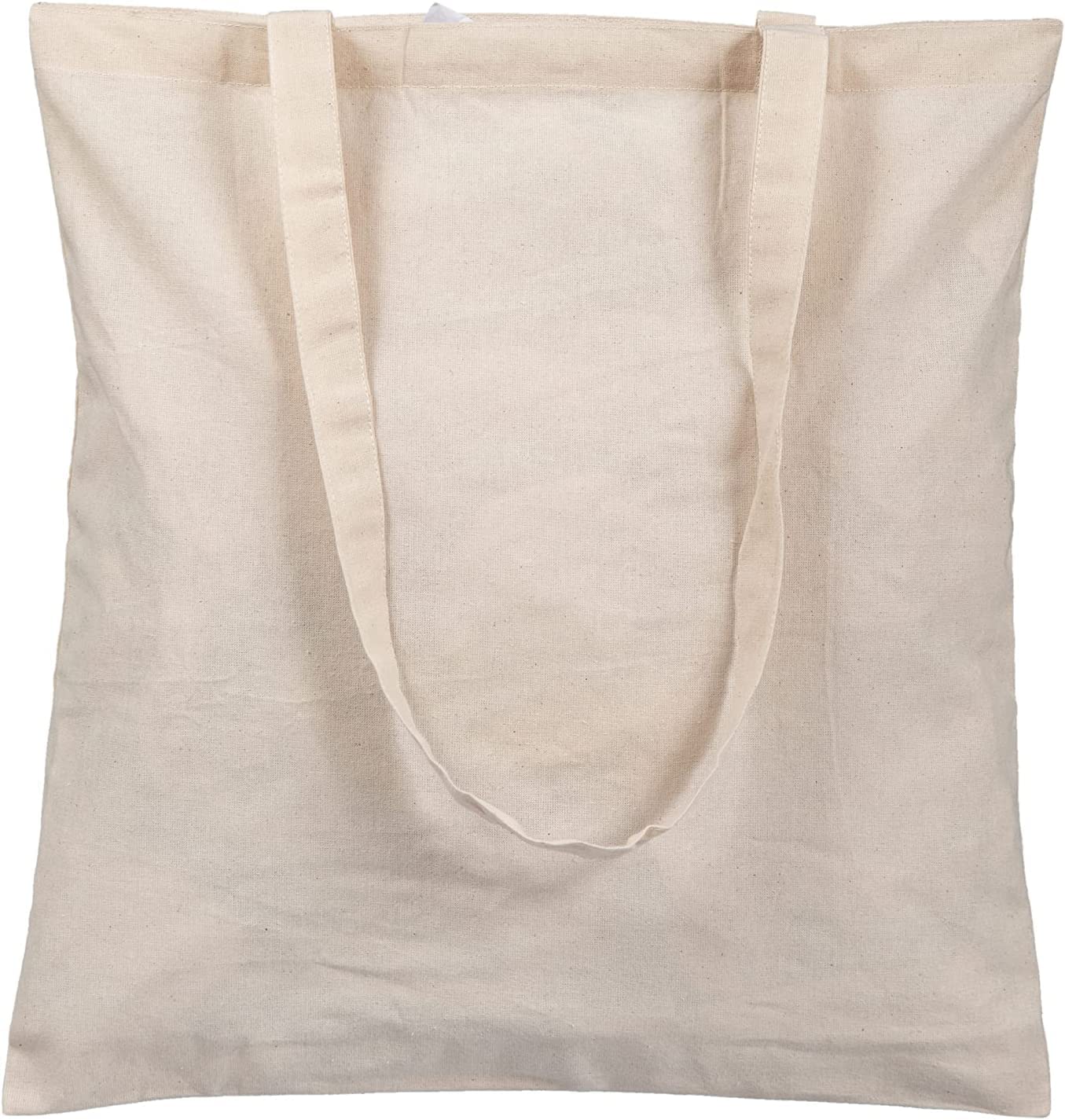 JUCOS Reusable Blank Tote Bags - 5 Pack Convenient Spacious 100% Cotton Grocery Bag With LONG Handles For Daily Essentials | 5Oz Lightweight And Eco-Friendly For Multi-Purpose Use 13X14 Inch