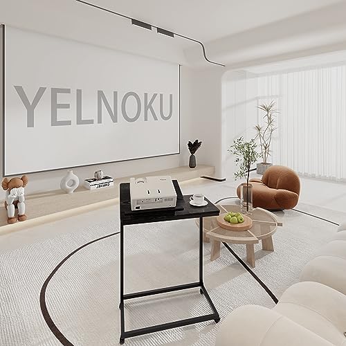 YELNOKU Couch Desk with Lockable Wheels, Slide Sofa Desk with Tiltable Drawing Board, Over Couch Arm Side Table Desk for Eating and Laptops, Portable Ergonomic Laptop Stand for Home Office Work, Black