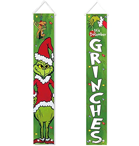 It's December Christmas Porch Sign, Christmas Hanging Banner Flag, Courtyard Indoor And Outdoor Party Holiday Ornament (12 x 72 inches)