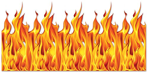 Beistle Plastic Flame Photo Backdrop - Burning Fire Photography Background