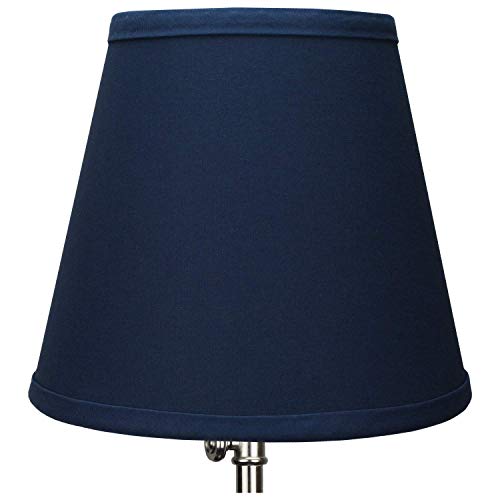 FenchelShades.com Lampshade 5" Top Diameter x 9" Bottom Diameter x 7" Slant Height with Clip-On Attachment for Standard Edison-Style Lightbulb (Linen Navy Blue)