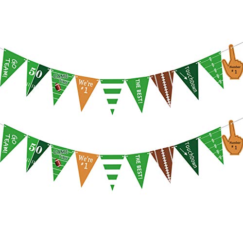 Sport Theme Football Flags Banners Decoration American Football Flags Banner Football Party Sign Decorations for Happy Birthday Party Pennant Banner for Olympics, Bar, Sports Clubs, 7.87 x 5.5 Inch