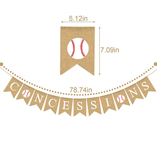 Rainlemon Jute Burlap Concessions Banner Sports Themed Baby Shower Boy 1st Birthday Party Decoration