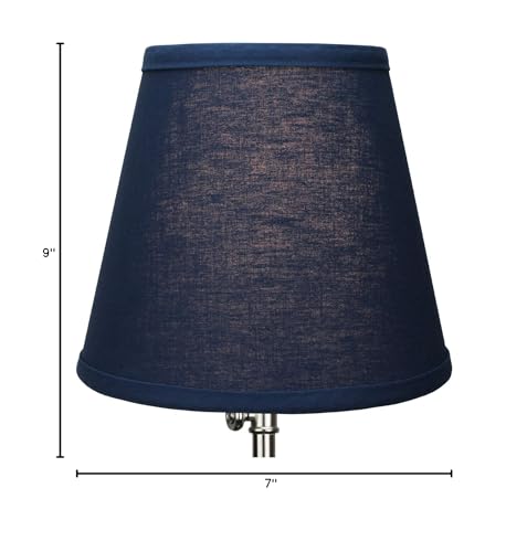FenchelShades.com Lampshade 5" Top Diameter x 9" Bottom Diameter x 7" Slant Height with Clip-On Attachment for Standard Edison-Style Lightbulb (Linen Navy Blue)