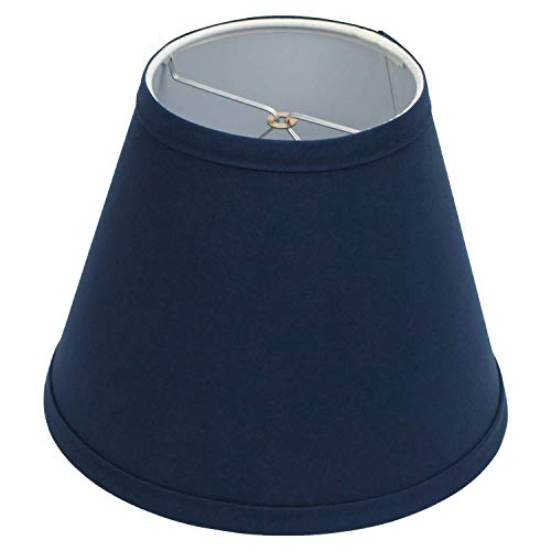 FenchelShades.com Lampshade 5" Top Diameter x 9" Bottom Diameter x 7" Slant Height with Clip-On Attachment for Standard Edison-Style Lightbulb (Linen Navy Blue)