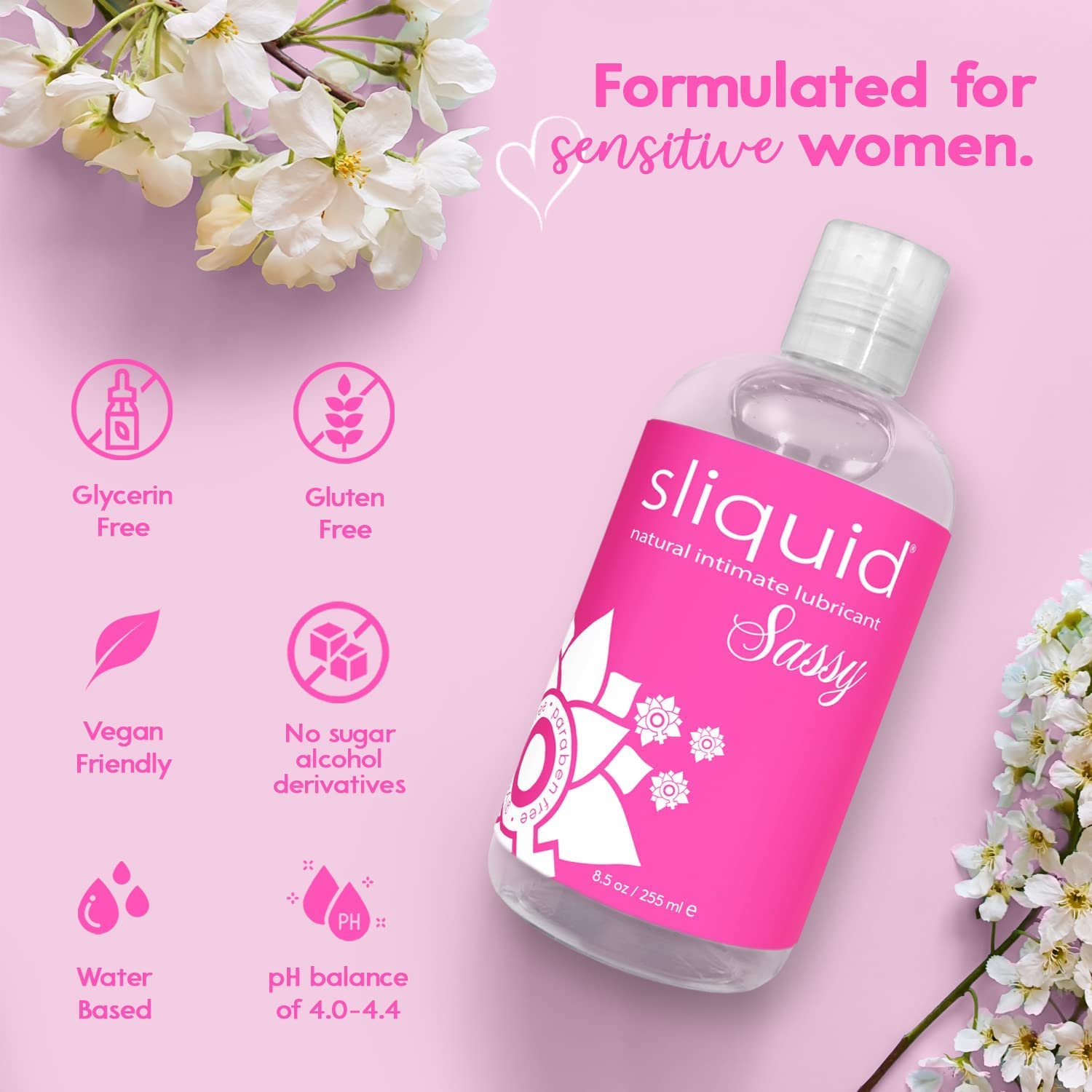 Sliquid Naturals Water-Based Lube for Women/Men/Couples - Sliquid H2O 8.5 Oz and Sliquid Sassy 8.5 Oz Personal Lubricant Set, Non-Staining, Unscented, Unflavored (2 Piece Set)