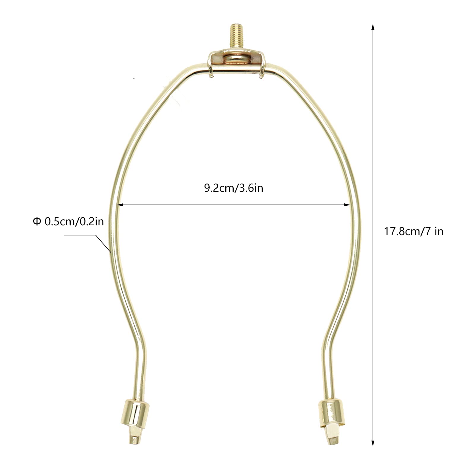 KUMGROT 2pcs Lamp Shade Harp Holder Lamp Replacement Parts Lampshade Bracket Lamp Frame for Table Lamp Floor Lamp Gold Harp Holder 7 Inches