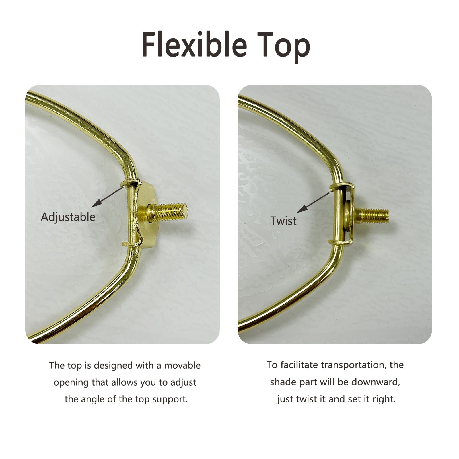 KUMGROT 2pcs Lamp Shade Harp Holder Lamp Replacement Parts Lampshade Bracket Lamp Frame for Table Lamp Floor Lamp Gold Harp Holder 7 Inches