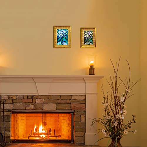 XUANLUO 5x7 Inch Picture Frames Vintage Baroque Style Gold Photo Frame with HD Glass Front Antiqued Wall Mount or Tabletop Display