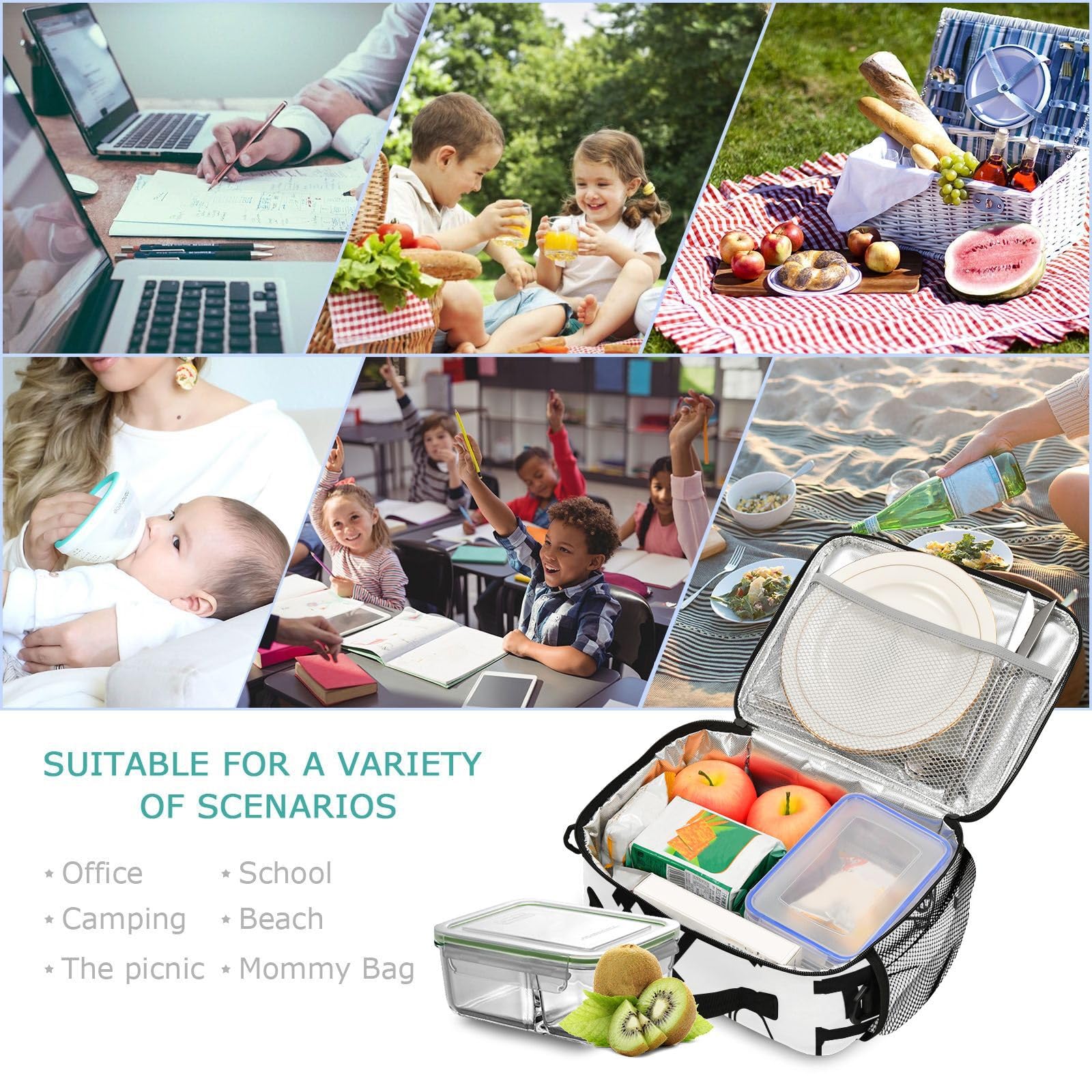 VIGTRO Video Game Joysticks Lunch Bag,Insulated Leakproof Lunch Box with Adjustable Shoulder Strap,Gamepad Controller Reusable Cooler Tote Bag for Work,Office,Picnic,Travel