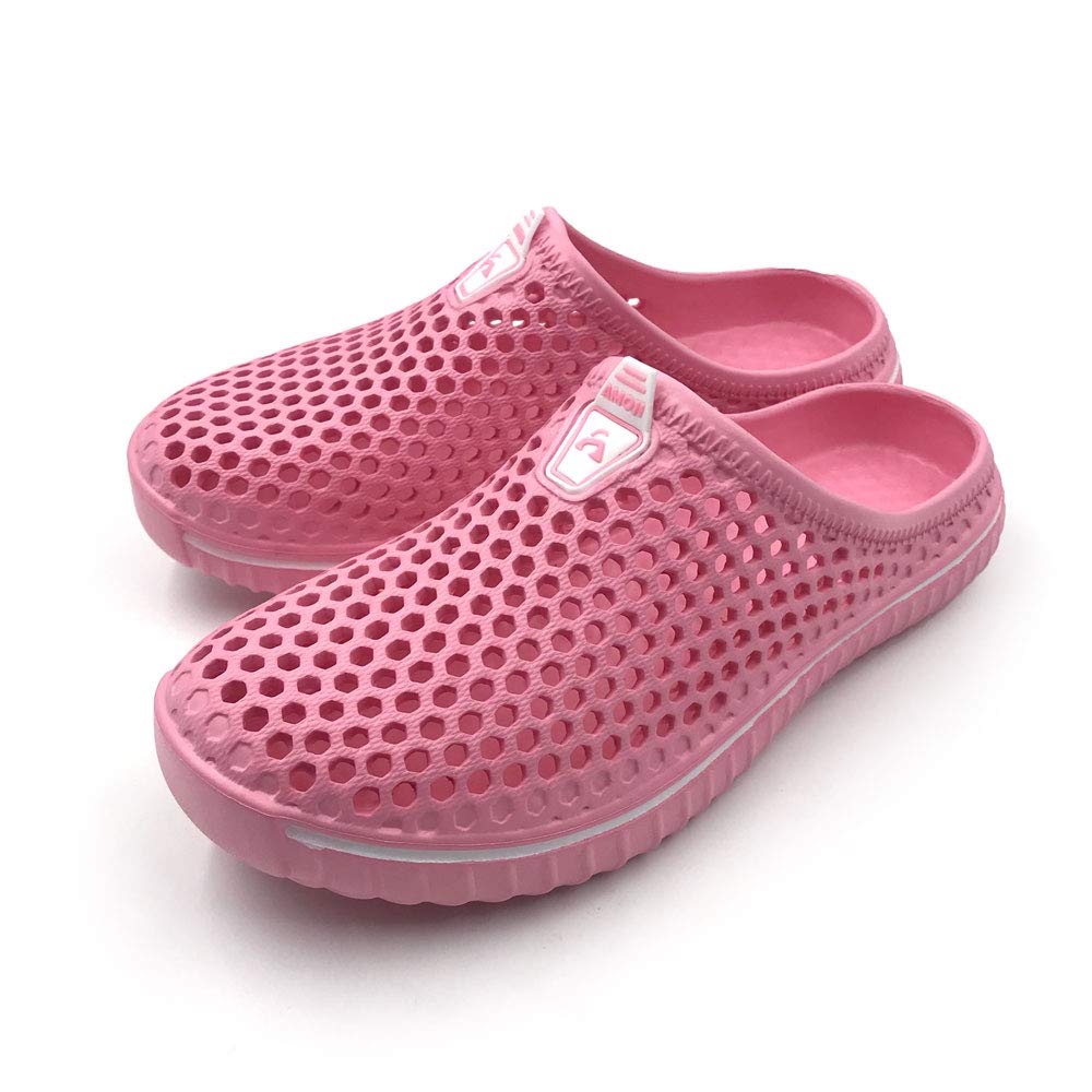 Amoji Garden Clogs Shoes Shower Sandals Yard Beach Plastic Rubber Summer 1702 Pink 8 Womenn/6 Men