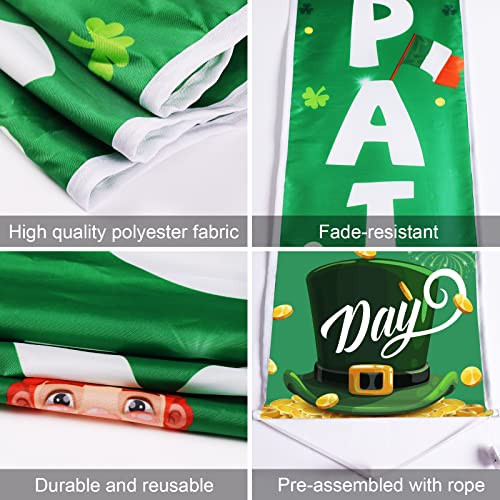 St Patrick's Day Front Door Banners Lighted Irish Shamrock Porch Sign with LED Light Decorations Lucky Door Sign Shamrock Hanging Banner for St Patrick's Day Spring Party Indoor Outside Lighted Decor