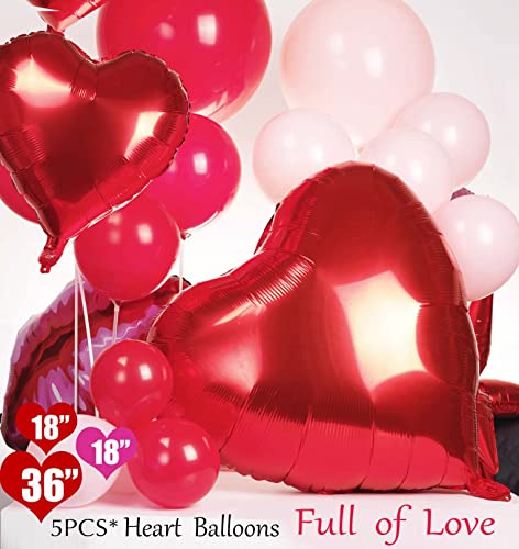 Pink and Red Balloon Garland kit 125PCS Valentines Day Balloon Arch with Heart Shape Balloons and Lip Starburst Balloons For Valentines decorations Girl birthday Party Lady Nignt Proposal engagement supplies