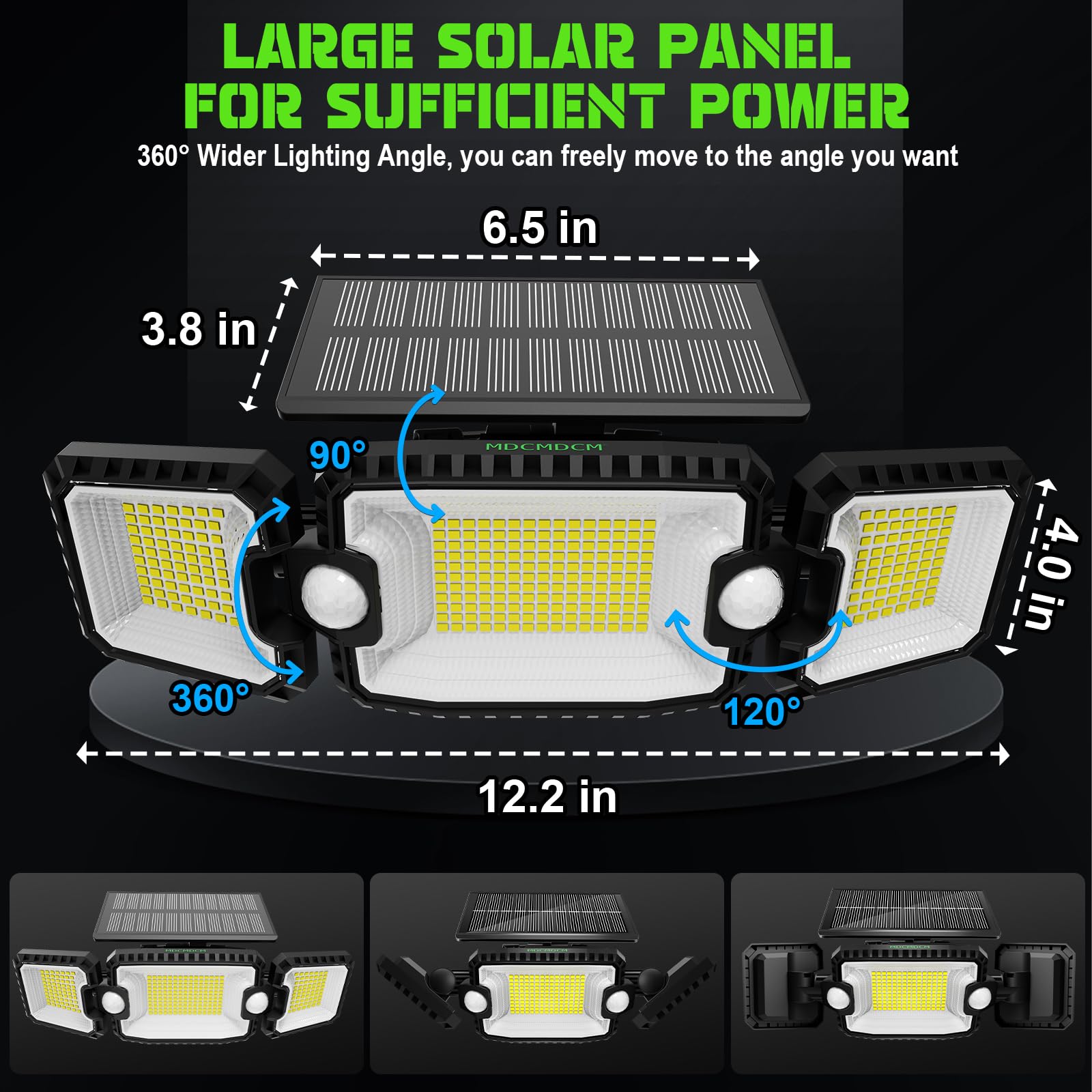 2023 Newest Solar Flood Lights Outdoor Motion Sensor - 3000LM & 2 Sensors Floodlights Outdoor with RF Remote, 3 Modes IP65 Waterproof Solar Security Wall Light for Garden Yard Patio Pathway 2 Pack