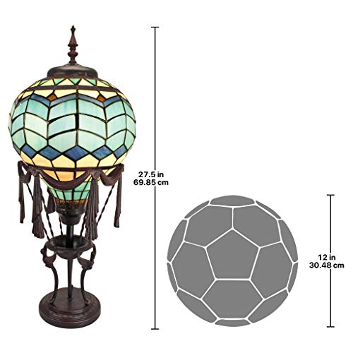 Design Toscano Le Flesselles Hot Air Balloon Illuminated Stained Glass Statue Table Lamp, full color 27 Inch