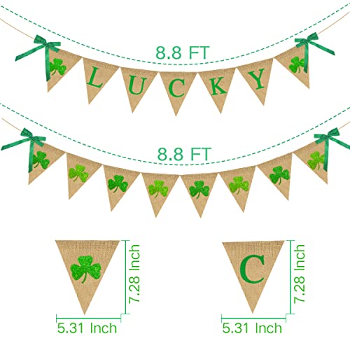 St Patrick's Day Decorations, Lucky Banner and Shamrock Clover Garland Banner for St Patrick's Day Holiday Party Supplies