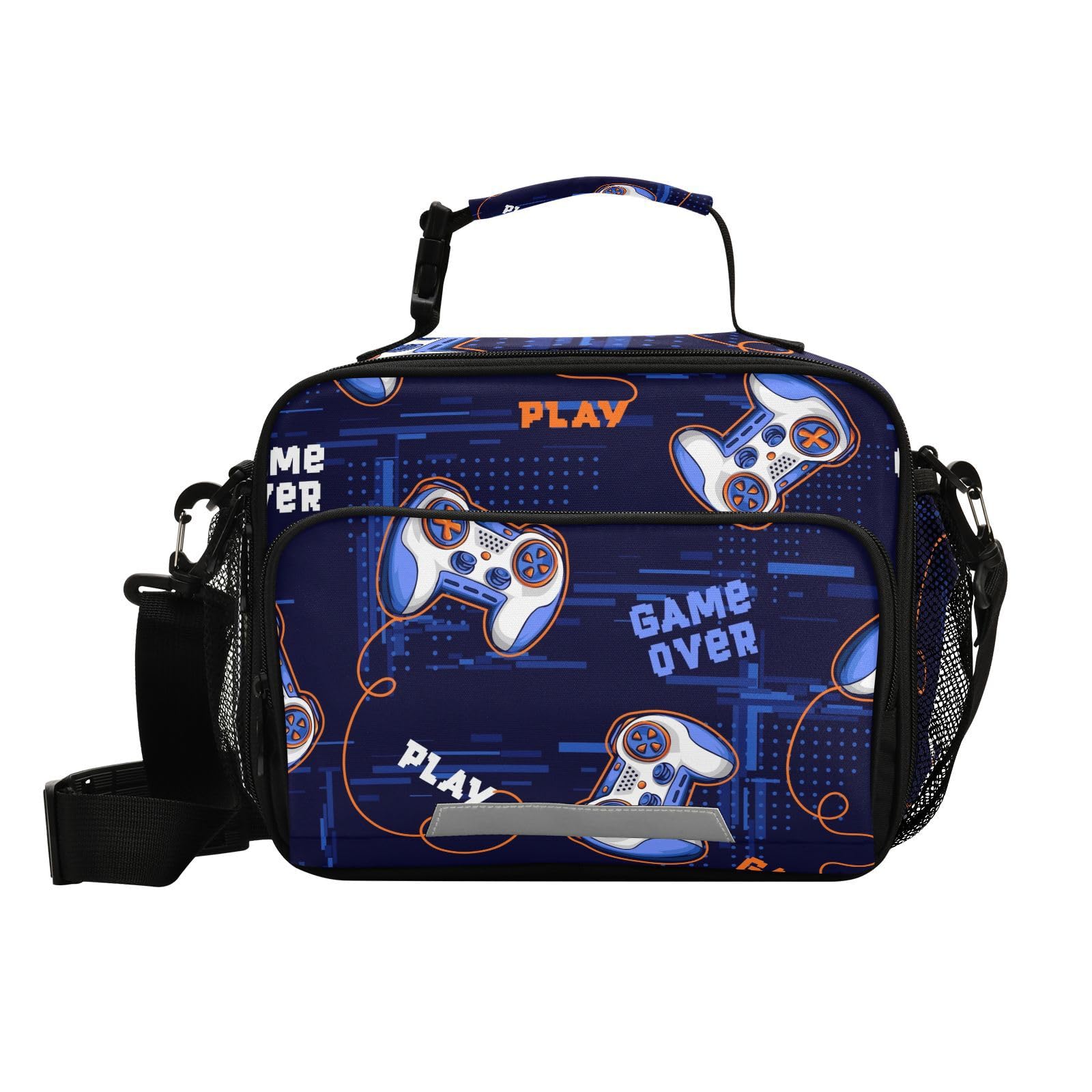 VIGTRO Joystick Gamepads Pattern Lunch Bag, Insulated Leakproof Lunch Box with Adjustable Shoulder Strap, Game Controller Reusable Cooler Tote Bag for Work,Office,Picnic,Travel