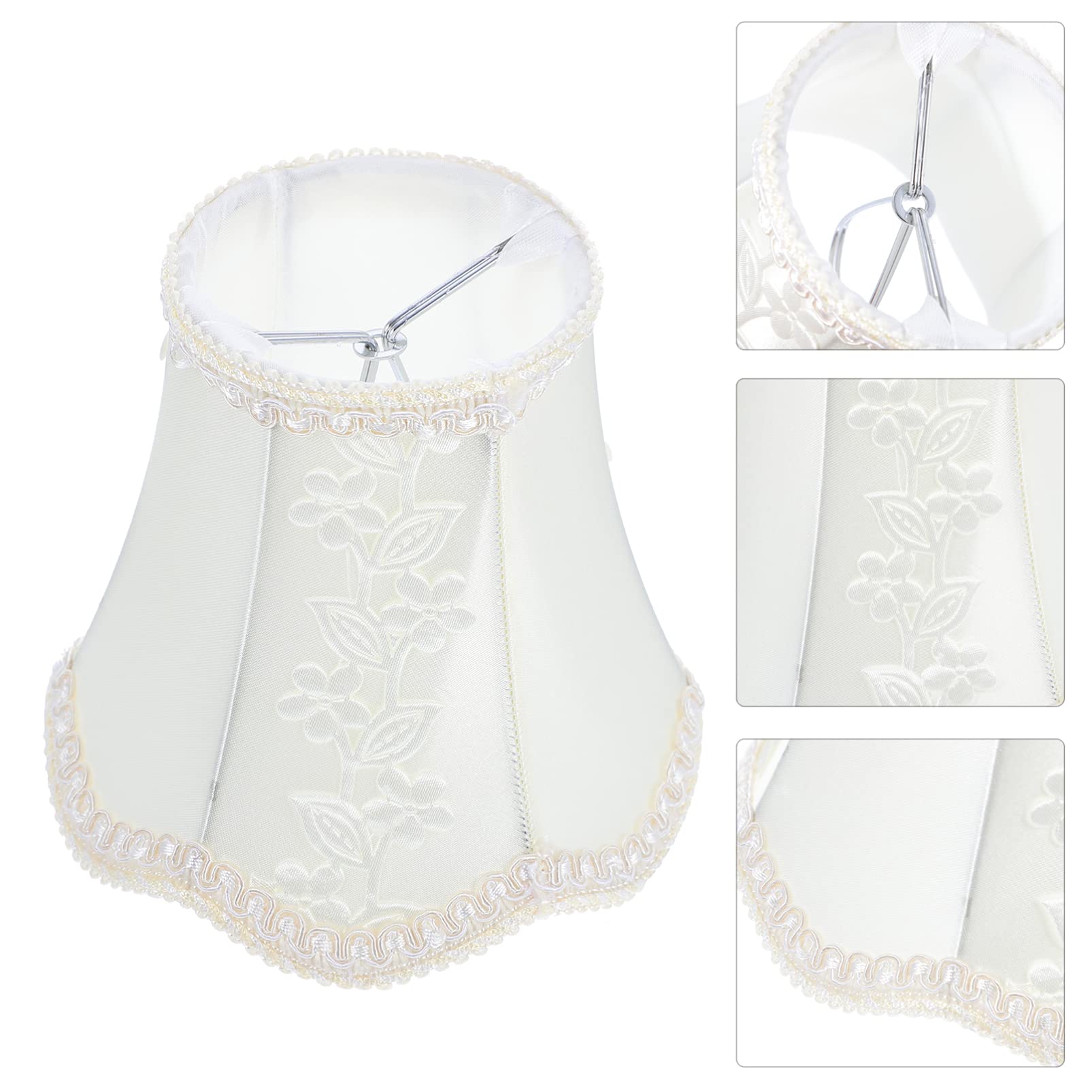 Uonlytech Table Lamp Shade Floor Lamp Pendant Light Shade, 1Pc Clip Bulb Lace Lampshade Cloth Lamp Shades for Table Lamps Wall Scones Floor Lamp Floral Lamp Shade White Chandelier