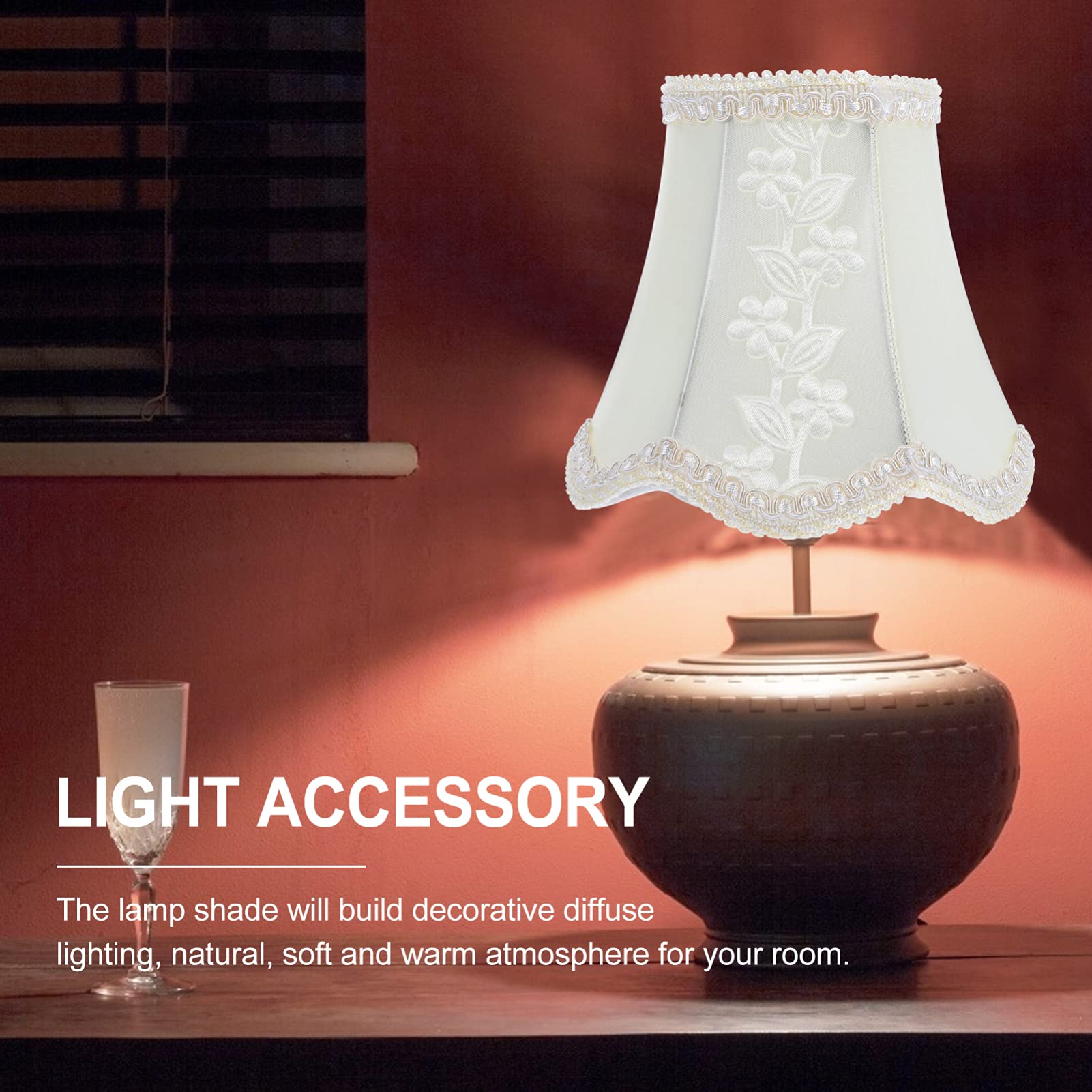 Uonlytech Table Lamp Shade Floor Lamp Pendant Light Shade, 1Pc Clip Bulb Lace Lampshade Cloth Lamp Shades for Table Lamps Wall Scones Floor Lamp Floral Lamp Shade White Chandelier