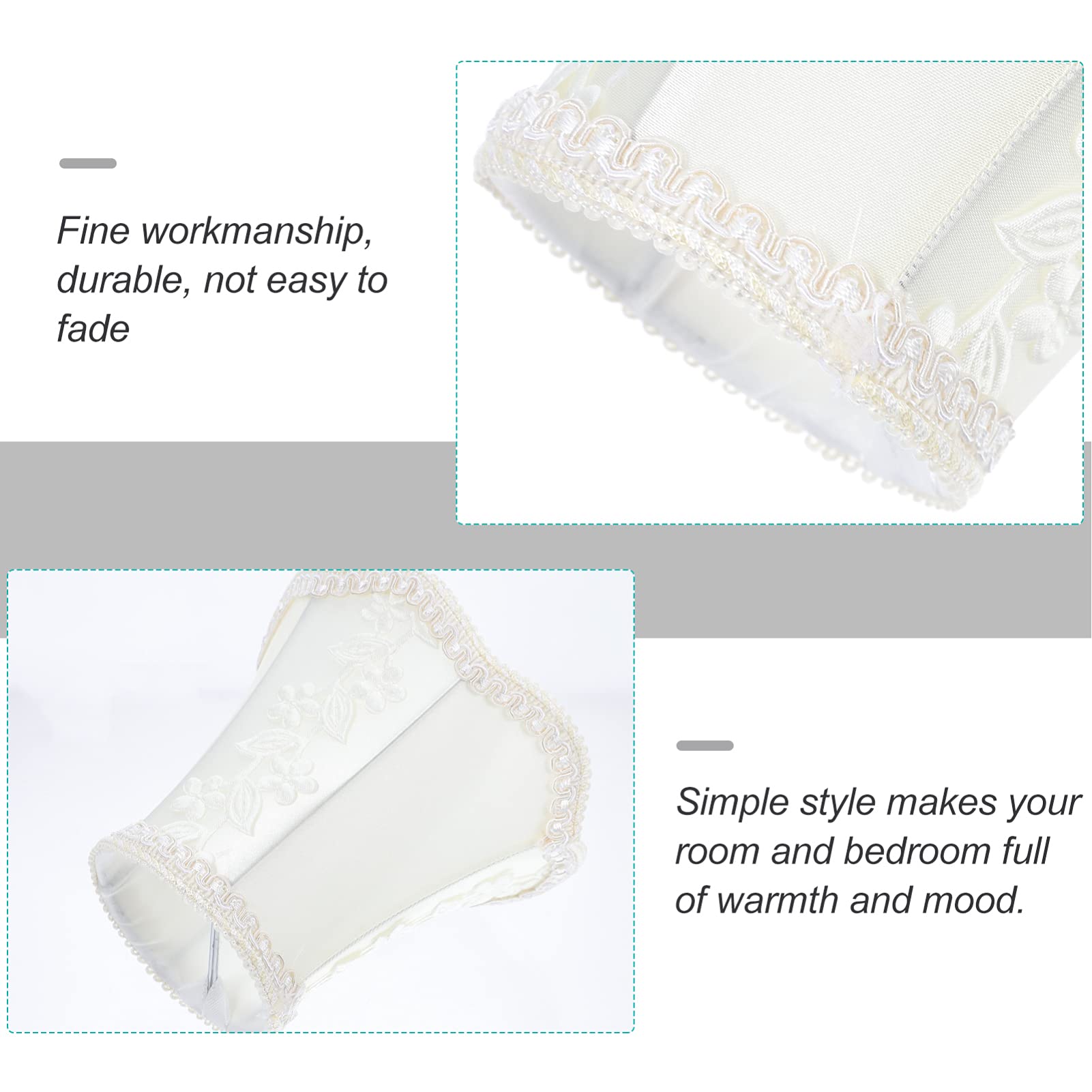 Uonlytech Table Lamp Shade Floor Lamp Pendant Light Shade, 1Pc Clip Bulb Lace Lampshade Cloth Lamp Shades for Table Lamps Wall Scones Floor Lamp Floral Lamp Shade White Chandelier