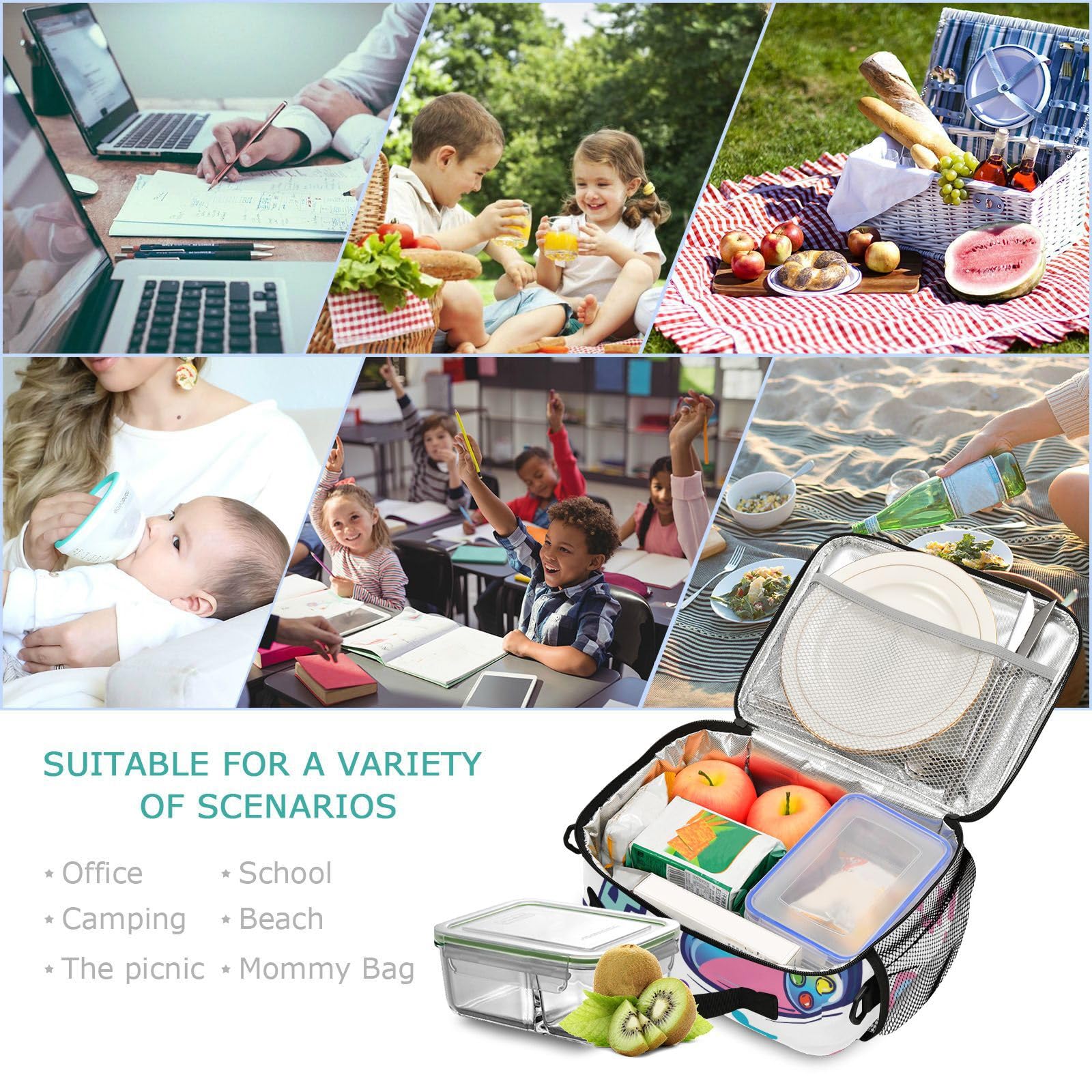 Pink Joysticks Devices Lunch Bag for Women Men Video Game Controller Insulated Cooler Tote Bag with Adjustable Shoulder Strap Large Capacity Reusable Leakproof Picnic Lunch Box Outdoor for Adult Offic