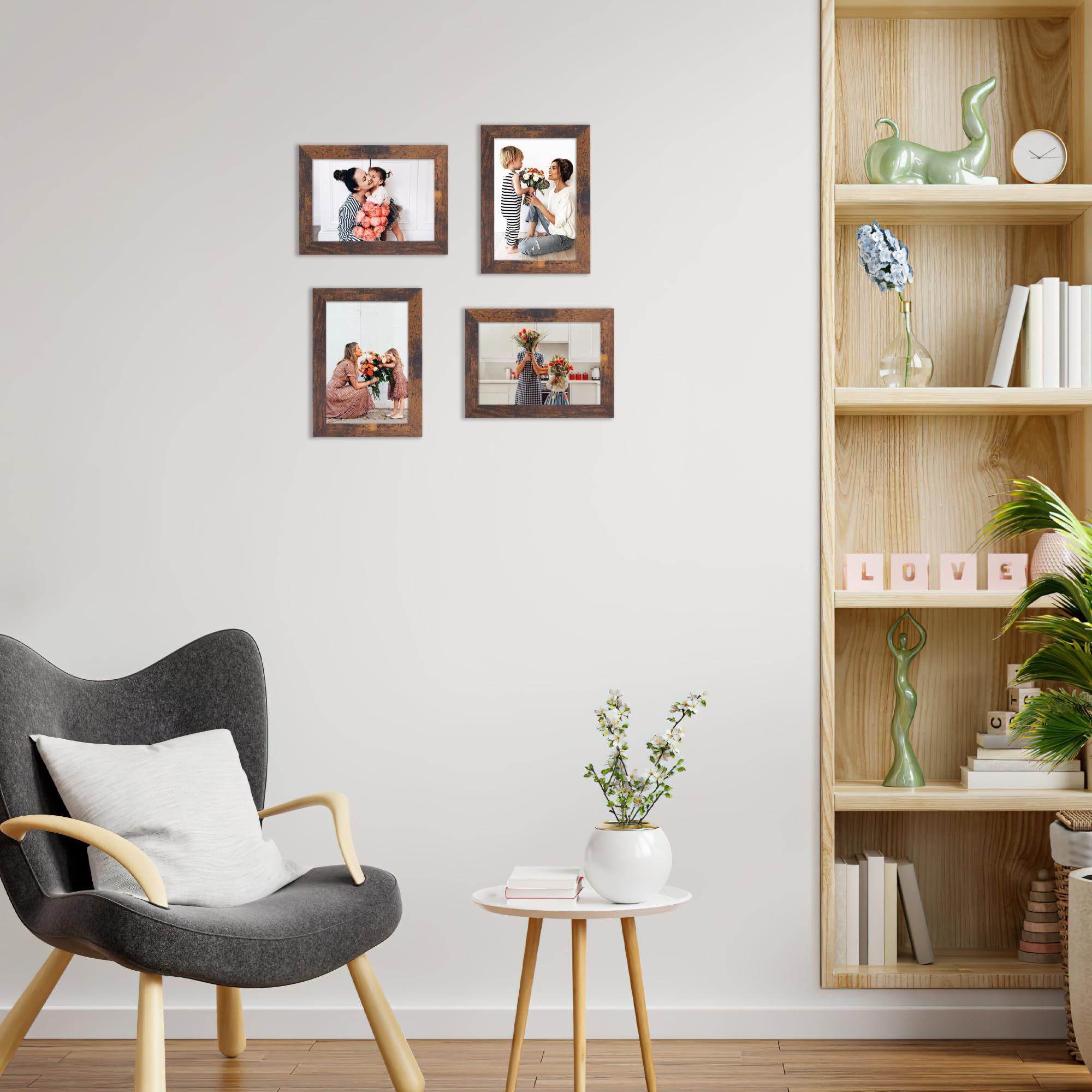 Edenseelake 4x6 Picture Frame Set of 15, Rustic Brown Wood Photo Frame 4 by 6 for Wall or Tabletop Display
