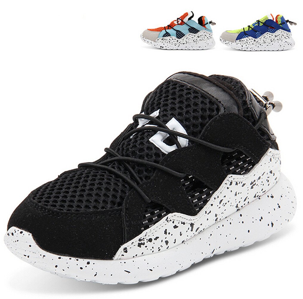 DADAWEN Boy's Girl's Casual Outdoor Mesh Light Weight Running Shoes Sneakers (Toddler/Little Kid/Big Kid) Black US Size 2 M Little Kid