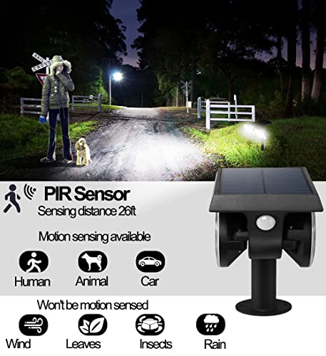 Egreat Solar Motion Sensor Lights Outdoor, Dusk to Dawn Floodlight,Wireless IP65 Waterproof Security Lights, Solar Powered Landscape Spotlights for Pathway Yard Patio Garage (2)