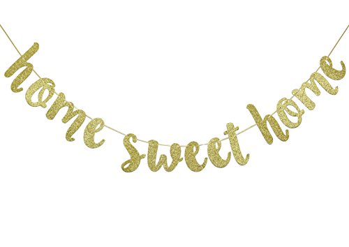 Home Sweet Home Gold Glitter Hanging Sign Banner- Welcome Home Banner, Home from War Banner, Military Welcome Home Banner, Welcome Home Sign