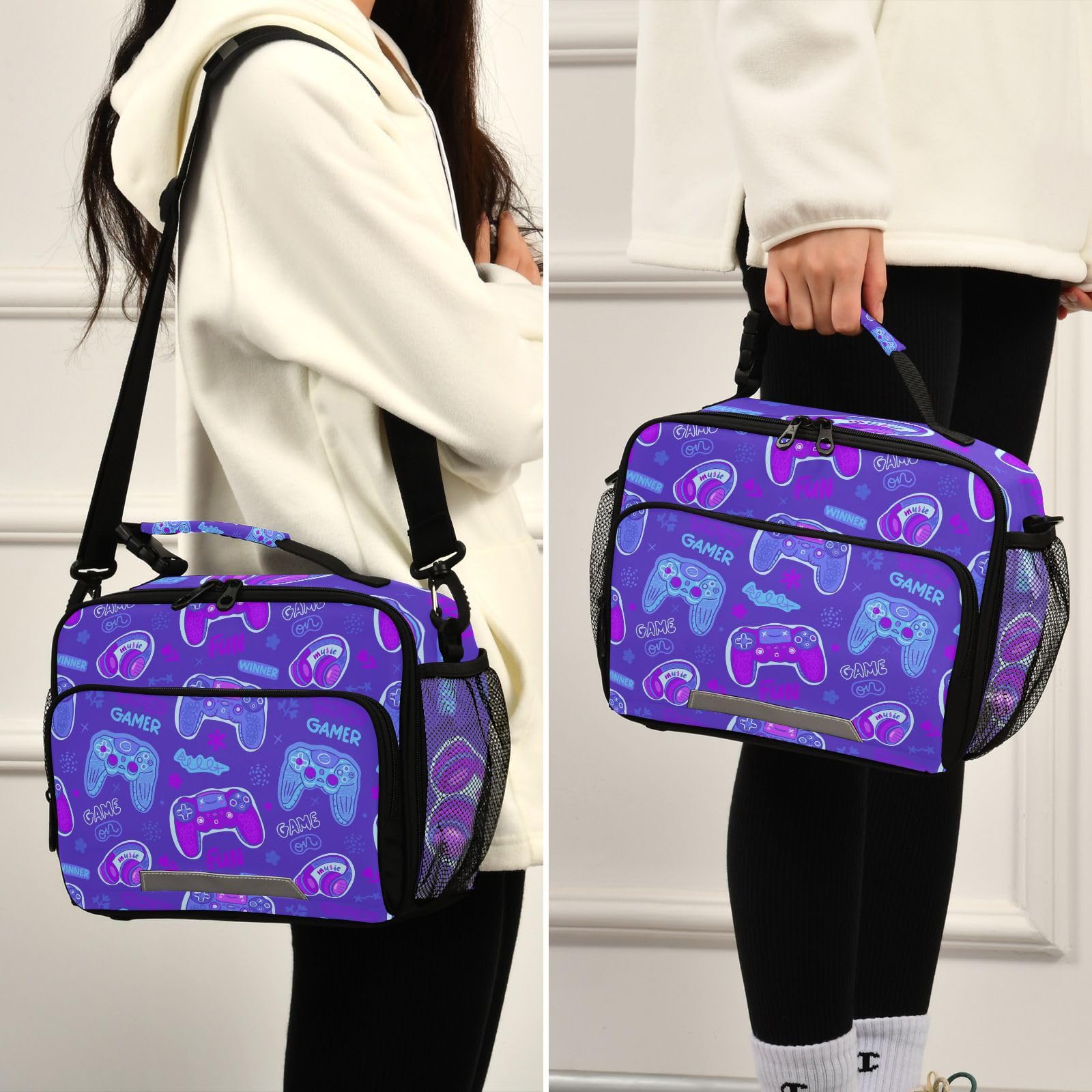 VIGTRO Cute Joysticks Gamepad Lunch Bag, Insulated Leakproof Lunch Box with Adjustable Shoulder Strap, Game Controller Joypad Reusable Cooler Tote Bag for Work,Office,Picnic,Travel