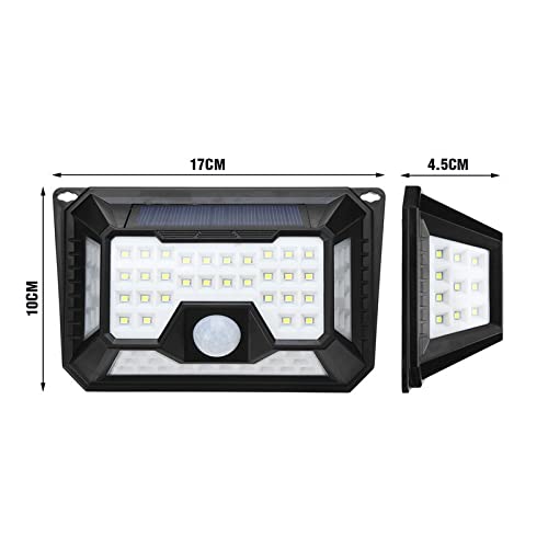 DHAEY 1pack Led Street Lighting 100W Solar Light 66 LEDs 4 Side Outdoor Solar PIR Motion Sensor Garden Wall Lamp 3 Mode Lamp Waterproof IP65 Luopan Tracking Lighting