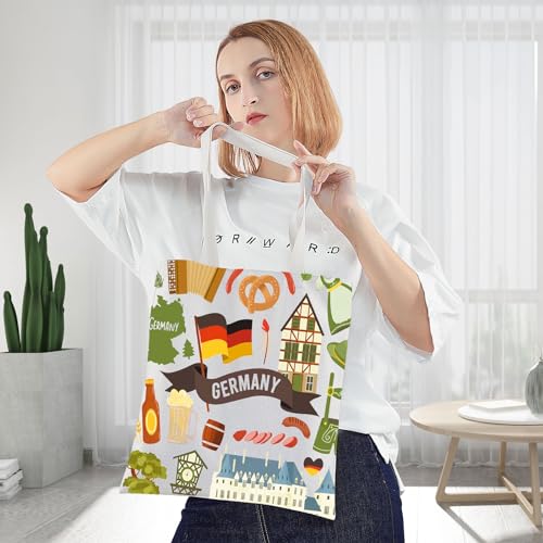 WZMPA Germany Trip Canvas Tote Bag Germany Souvenir Gift German Culture Themed Reusable Bag Germany Vacation Gift (Germany TG)
